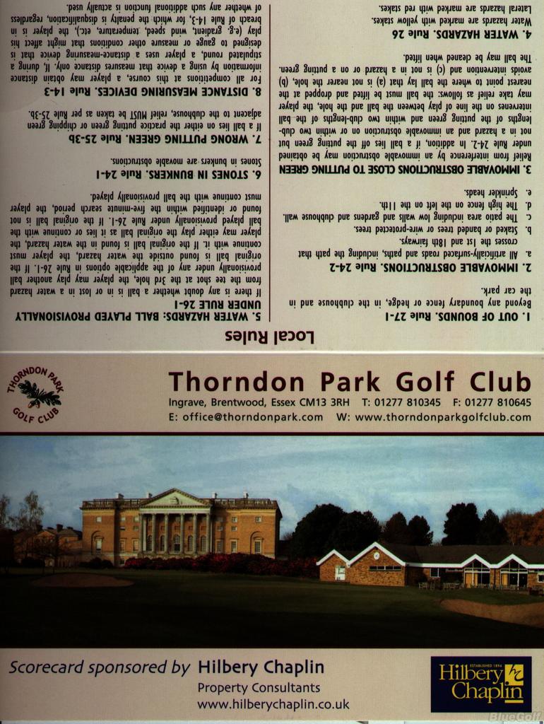 Thorndon Park Golf Club - Course Profile | Course Database