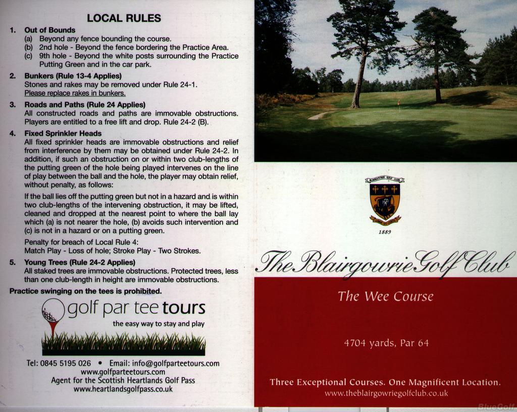 Blairgowrie Golf Club- Wee Course - Course Profile | Course Database