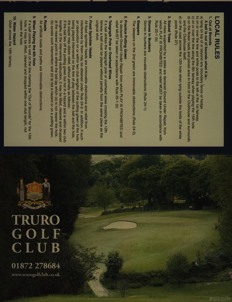 Actual Scorecard for Truro Golf Club