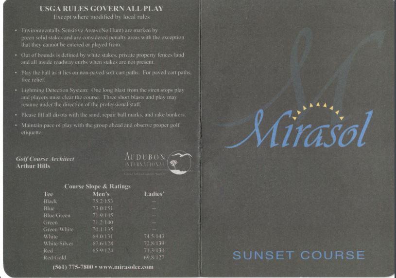 Country Club at Mirasol- Sunset Course - Course Profile | Course Database