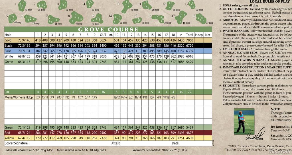 Indian Ridge Country Club - Grove Course - Course Profile | Course Database