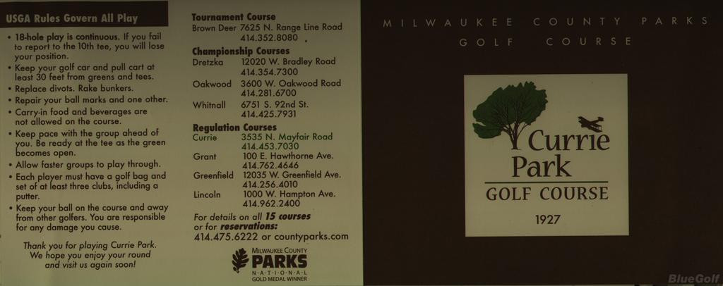 Currie Park Golf Course - Course Profile | Course Database