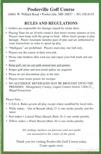 Poolesville Golf Course - Course Profile | Course Database