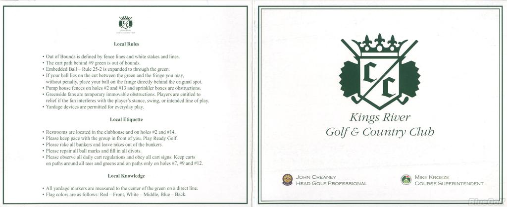 Kings River Golf and Country Club - Course Profile | Course Database