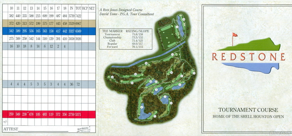 Actual Scorecard for Golf Club of Houston - Tournament Course