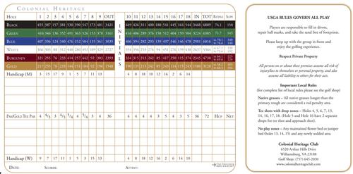 Colonial Heritage Golf Club - Course Profile | Course Database
