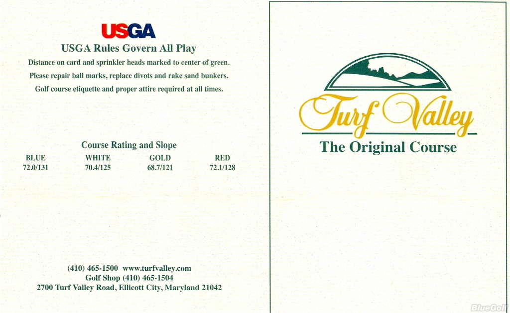 Turf Valley - Original - Course Profile | Course Database